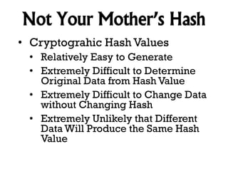 2013-10-18 Computer Forensics and Hash Values | PPTX