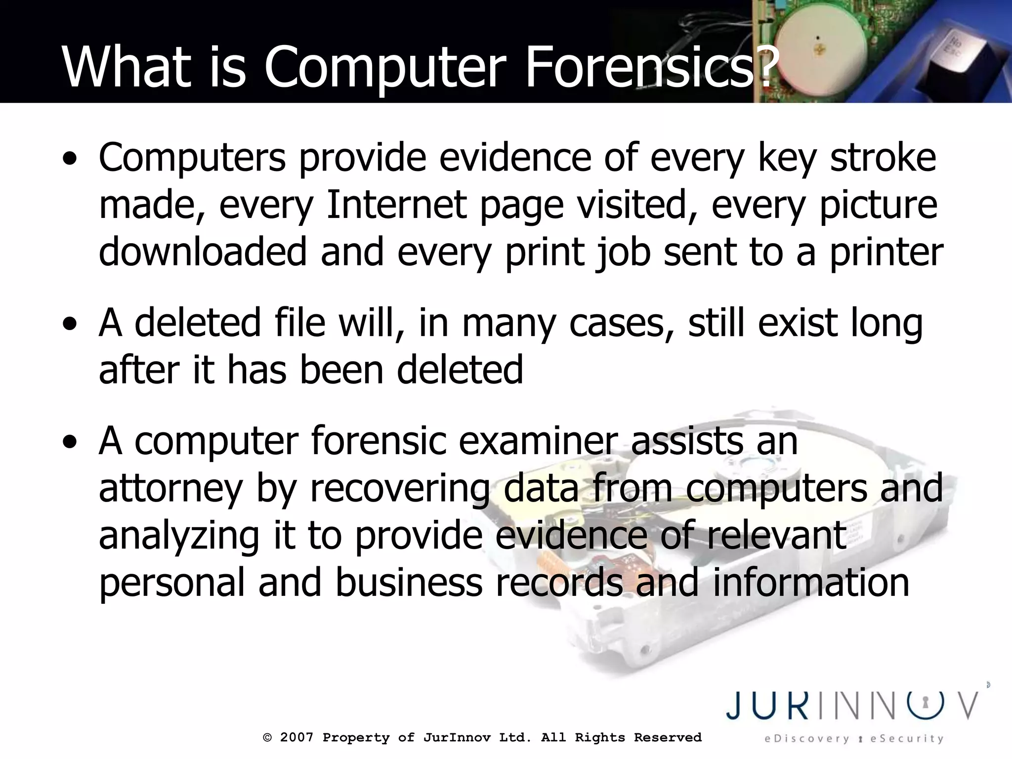 Computer forensics introduction - JurInnov - Eric Vanderburg | PPT