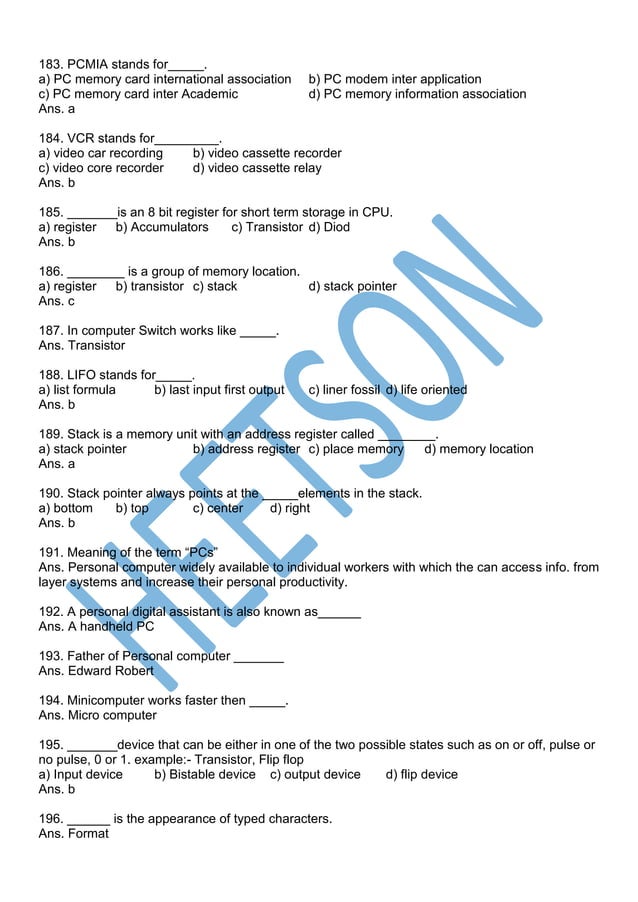 Computer Fundamental MCQ Most Important Question | PDF