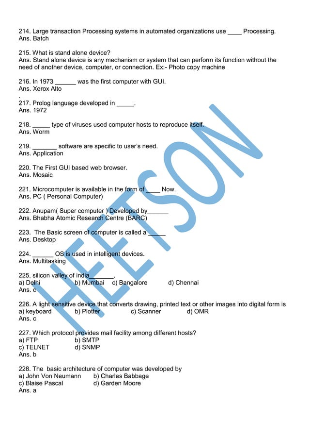 Computer Fundamental MCQ Most Important Question | PDF