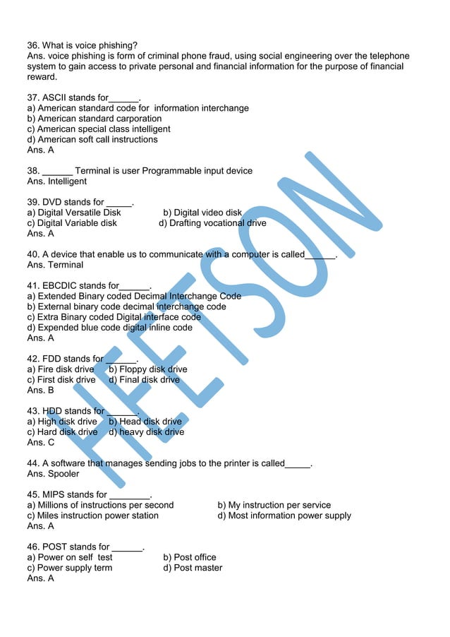 Computer Fundamental MCQ Most Important Question | PDF