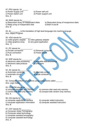 Computer Fundamental MCQ Most Important Question | PDF