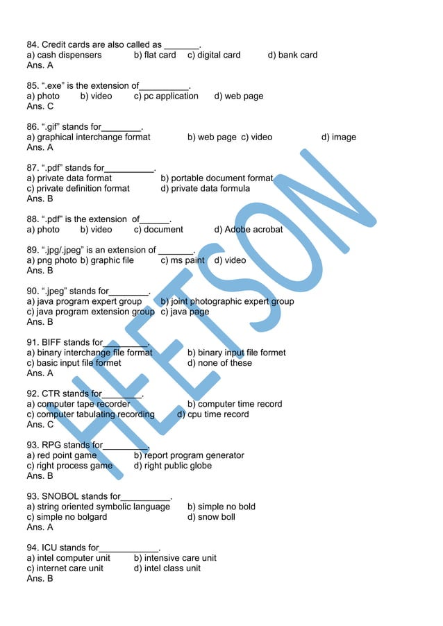 Computer Fundamental MCQ Most Important Question | PDF