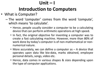 Computer Fundamentals notes of mca 1st sem | PPT