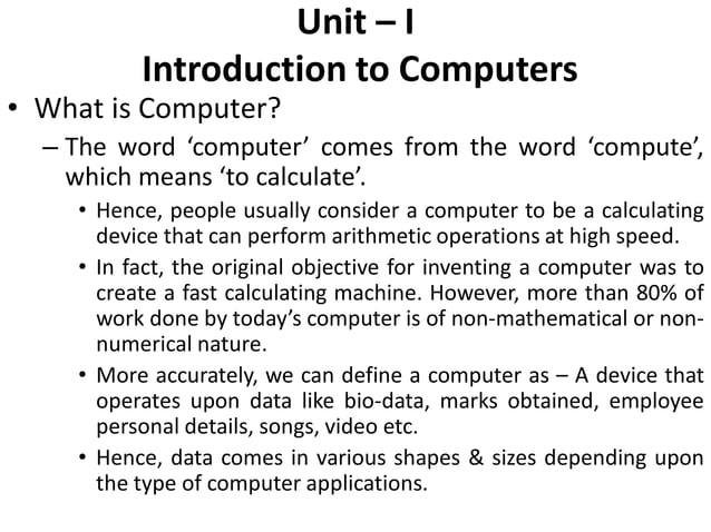 Computer Fundamentals Notes Of Mca 1st Sem Ppt 1832