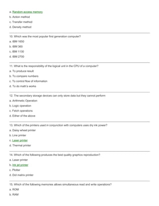 Computer Fundamentals Test | PDF