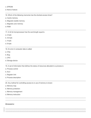Computer Fundamentals Test | PDF
