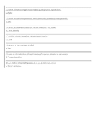 Computer Fundamentals Test | PDF