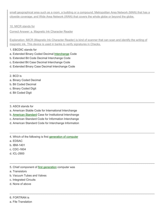 Computer Fundamentals Test | PDF