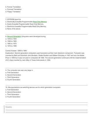 Computer Fundamentals Test | PDF