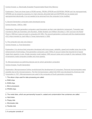 Computer Fundamentals Test | PDF