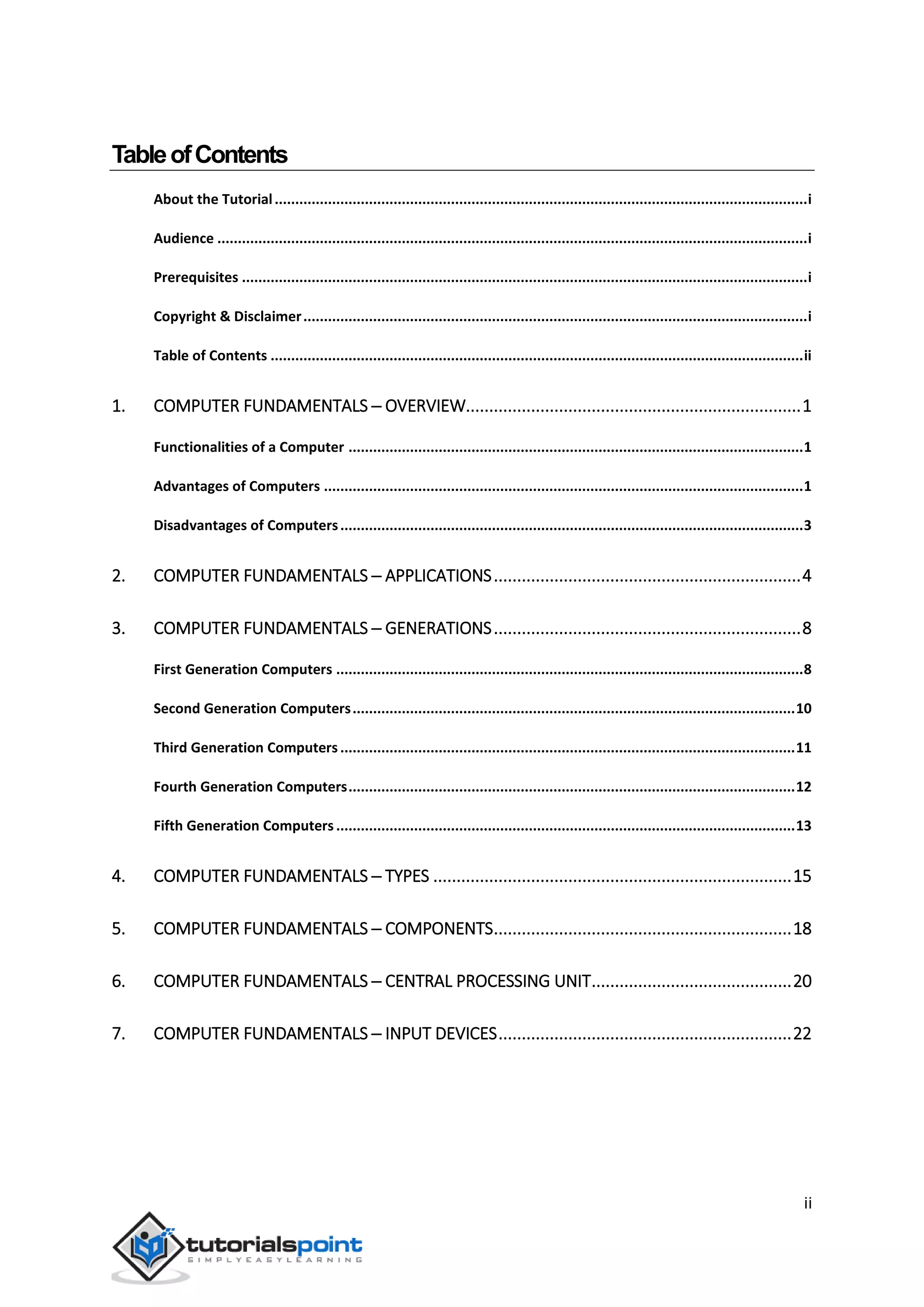 Computer Fundamentals Tutorial Pdf