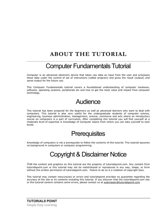 Computer fundamentals tutorial | PDF