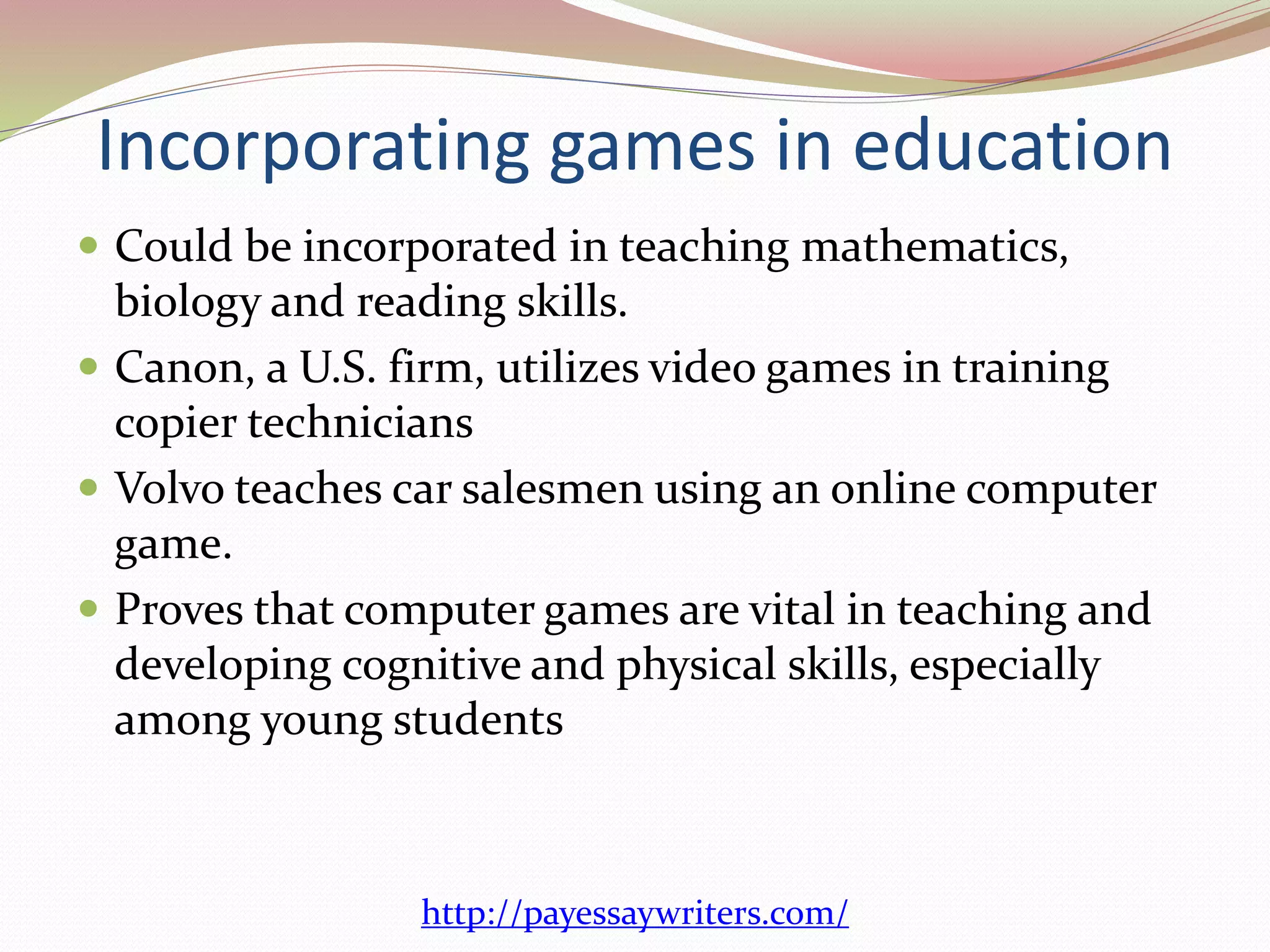Computer games in education | PPTX