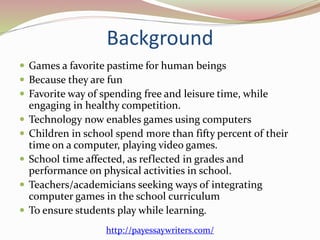 Computer games in education | PPTX