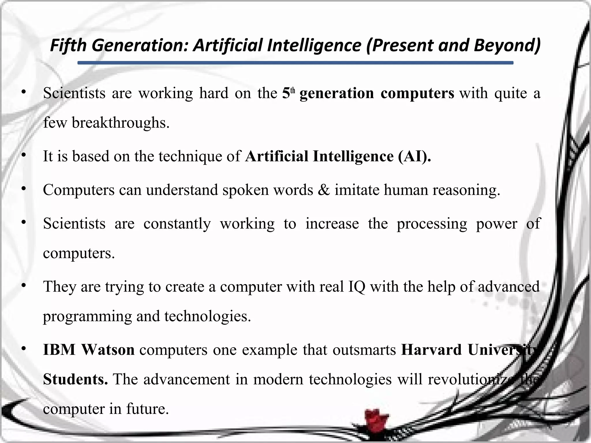 BEd ICT Computer Generation | PPT