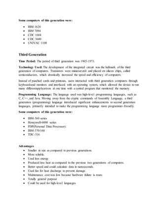 Computer generations | PDF
