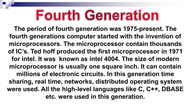 PPT On Computer Generations | PPTX | Computing | Technology & Computing