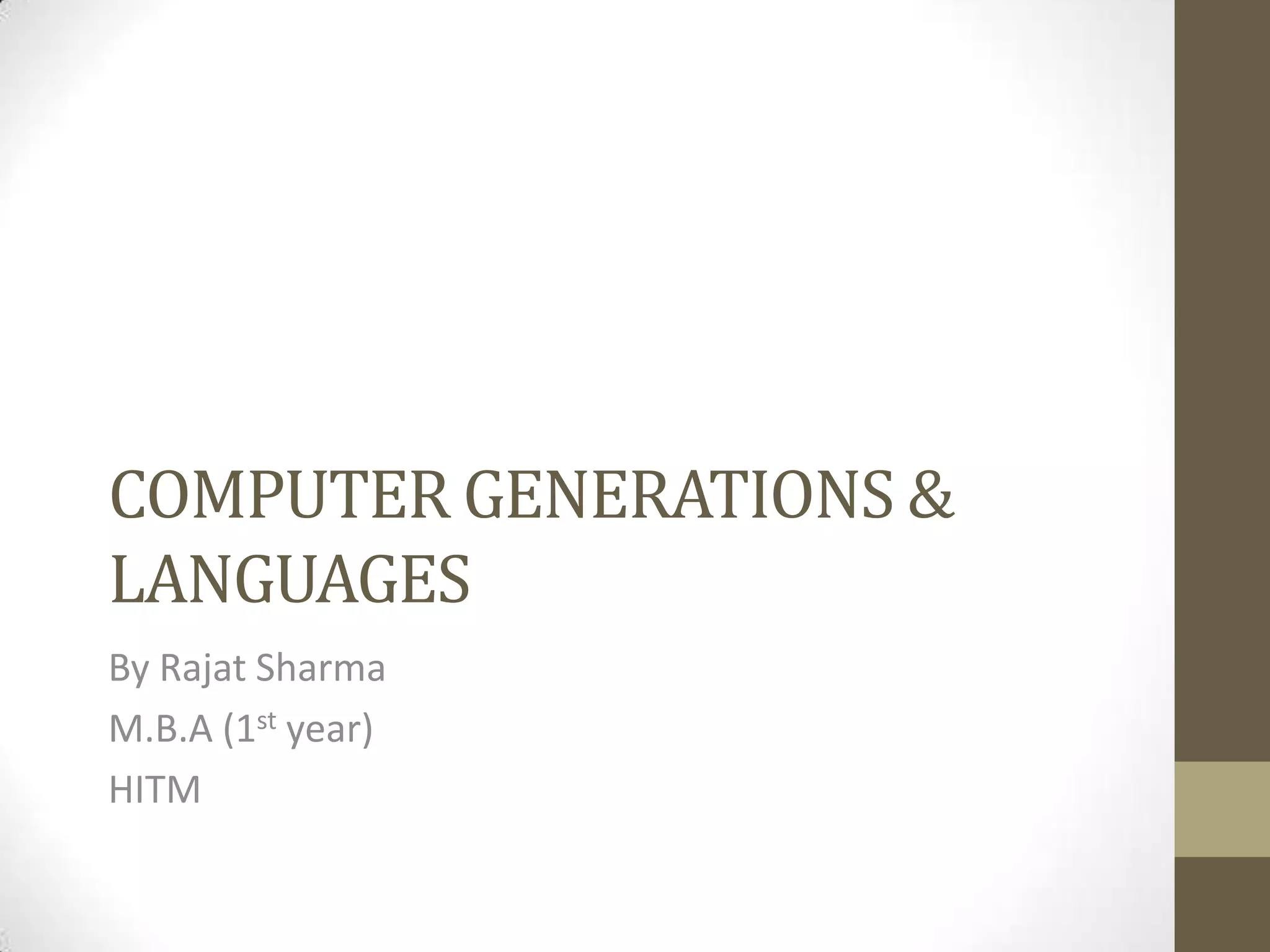 Computer generations & languages | PPTX | Programming Languages | Computing