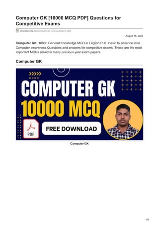 Computer GK 10000 MCQ PDF Questions for Competitive Exams | PDF | Operating Systems | Computer ...