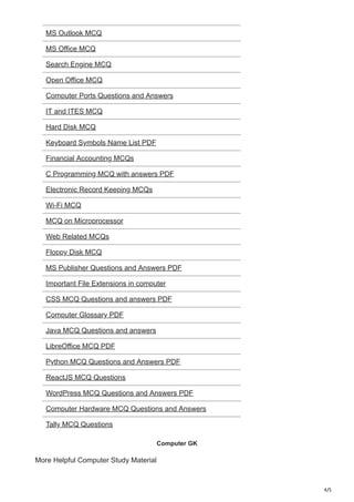 Computer GK 10000 MCQ PDF Questions for Competitive Exams | PDF | Operating Systems | Computer ...