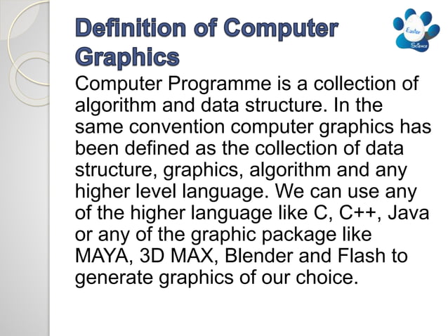 Introduction to Computer graphics | PPTX | 3-D Graphics | Computer Software and Applications