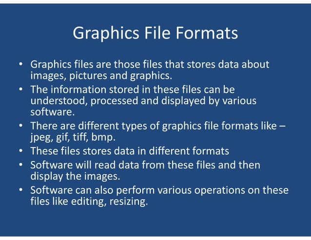 Computer Graphics - Graphics File Formats.pdf | Computing | Technology & Computing