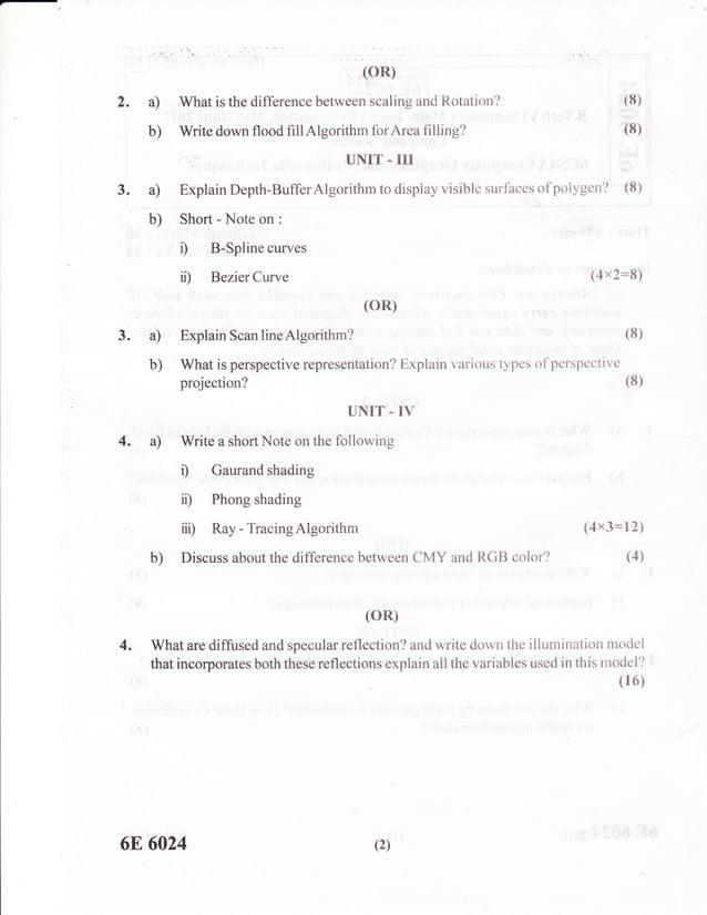 Computer Graphics and Multimedia Techniques Paper (RTU VI Semester) | PDF