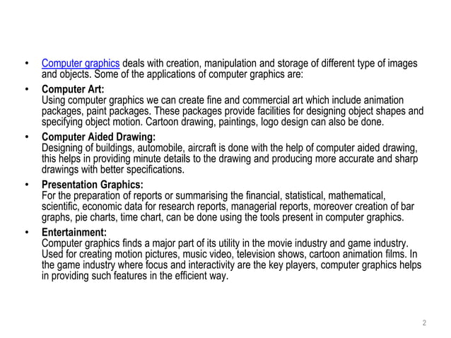Computer graphics Applications and System Overview | PPT