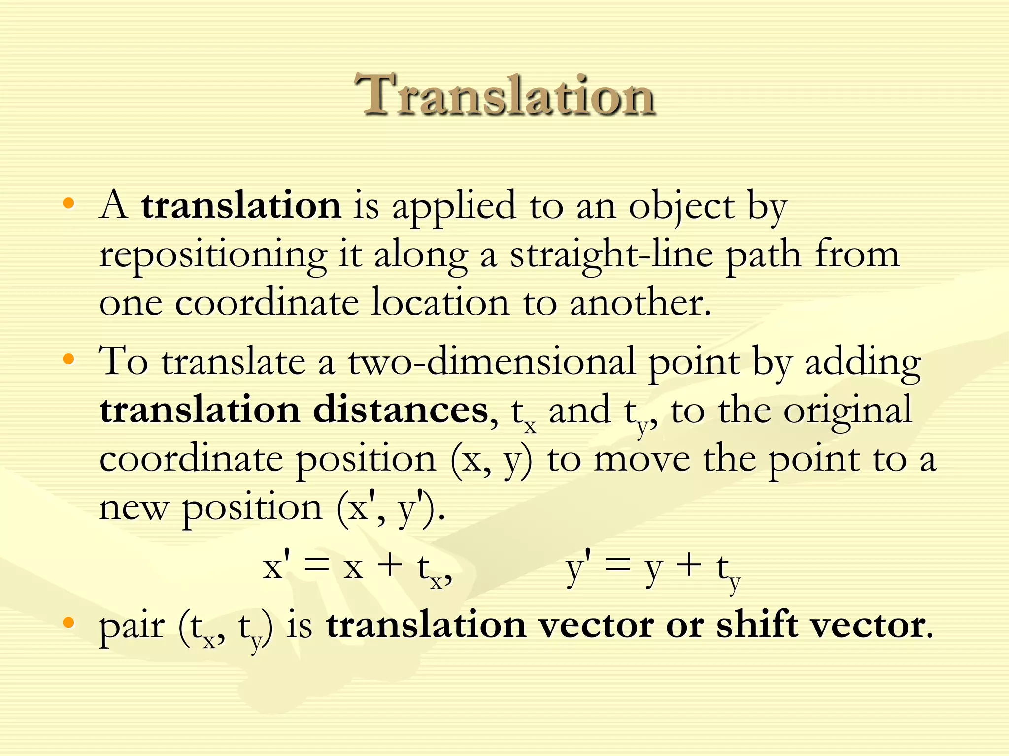 Computer graphics basic transformation | PPTX