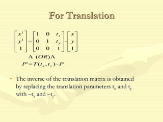 Computer graphics basic transformation | PPTX