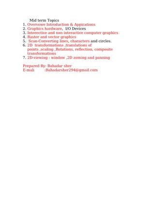 Computer graphics by bahadar sher | PDF