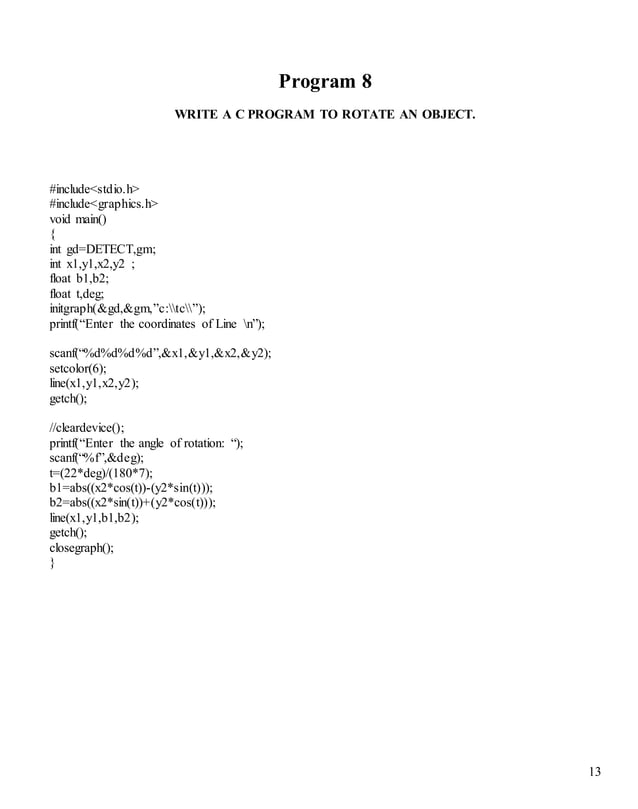 Computer graphics lab assignment | PDF