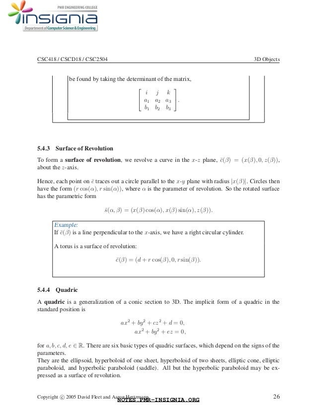Computer graphics lecturenotes_torontouniv