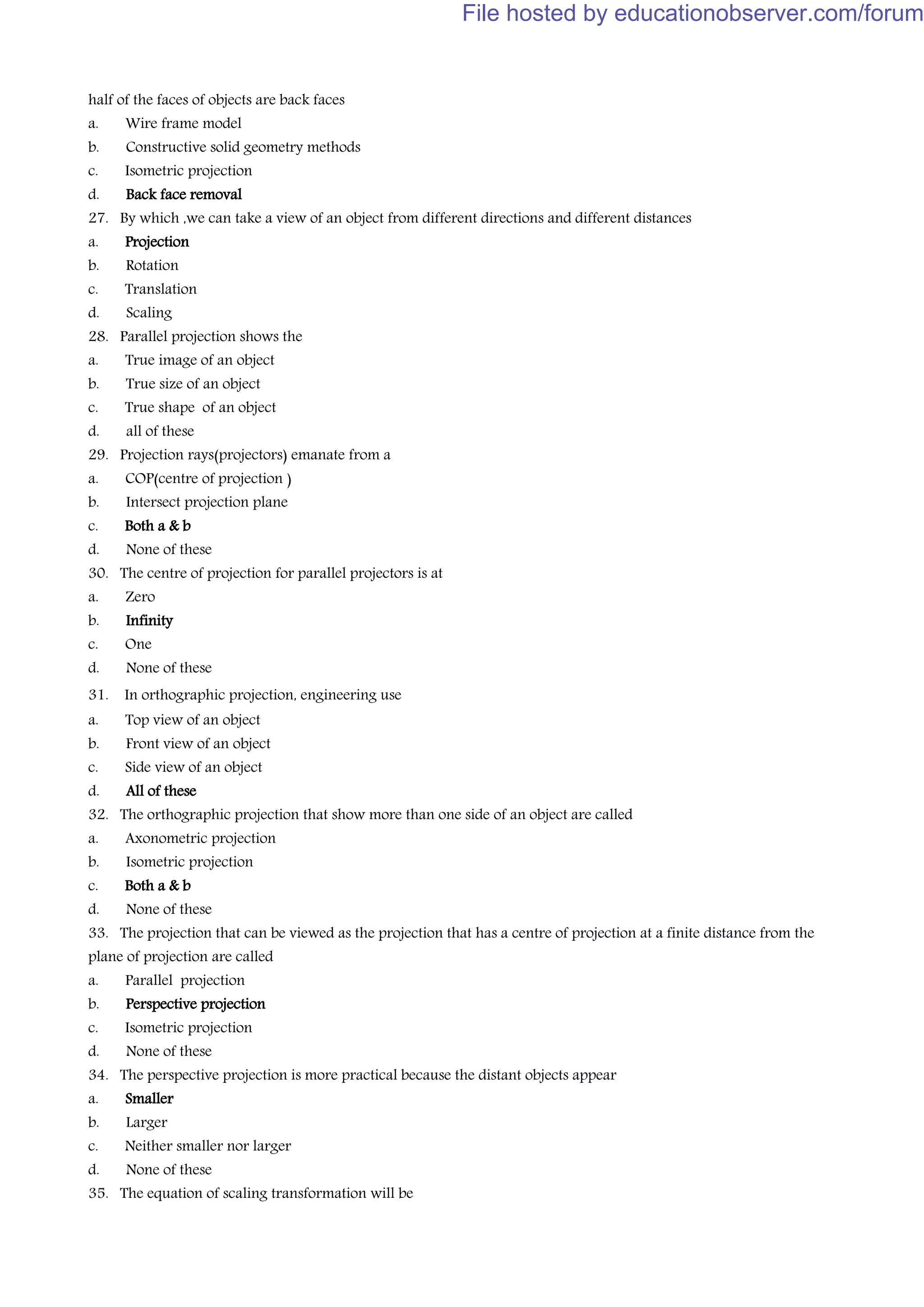 Computer graphics mcq question bank | PDF