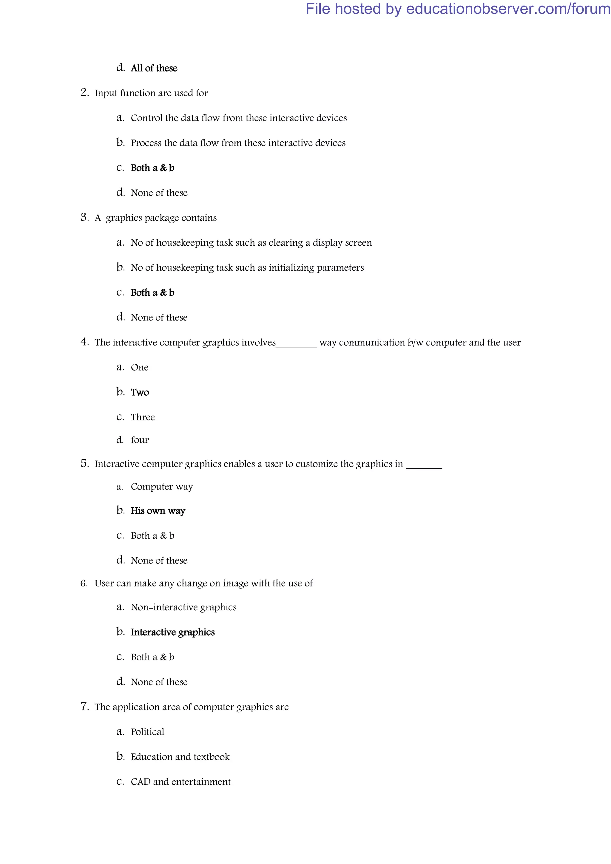 Computer graphics mcq question bank | PDF