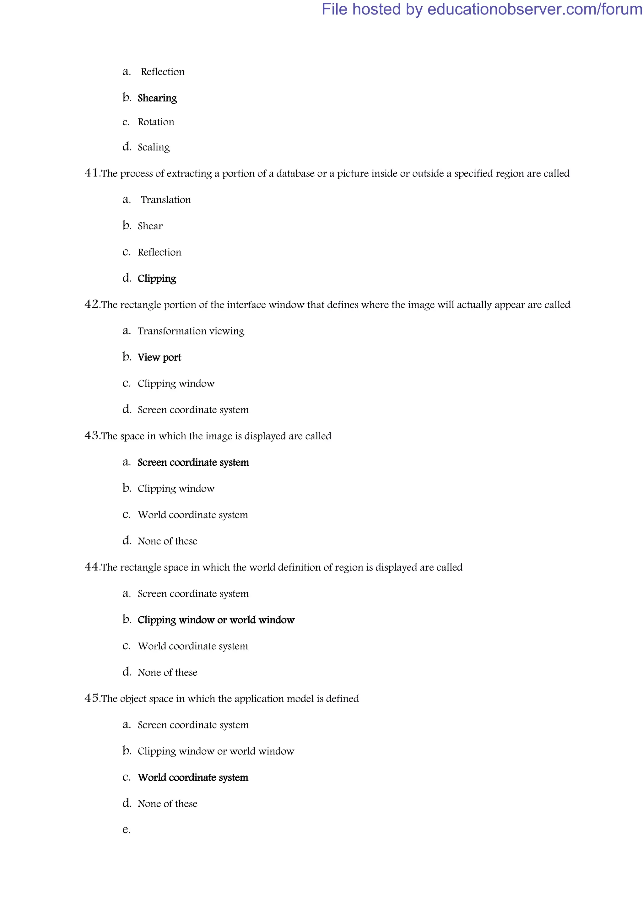 Computer graphics mcq question bank | PDF