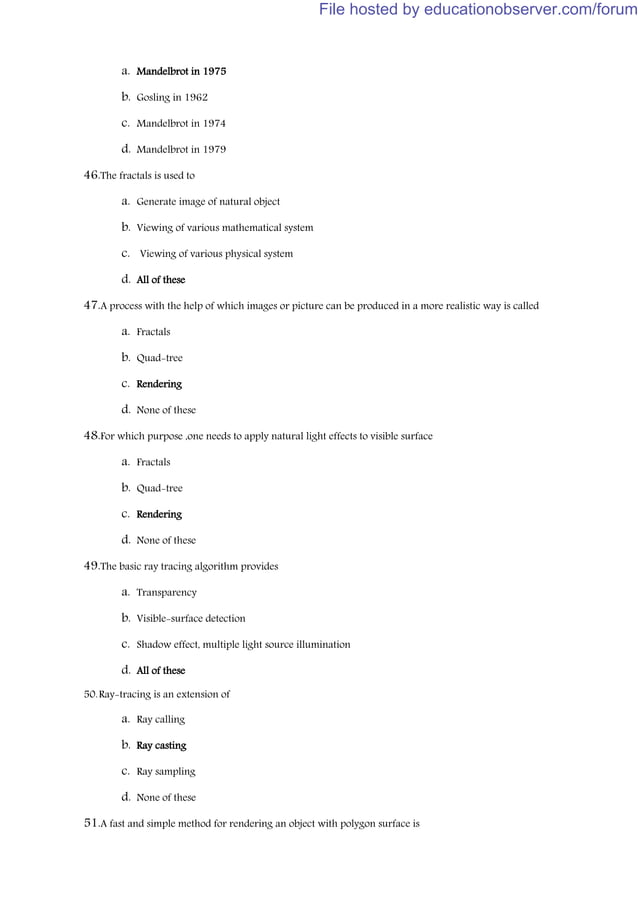 Computer graphics mcq question bank | PDF