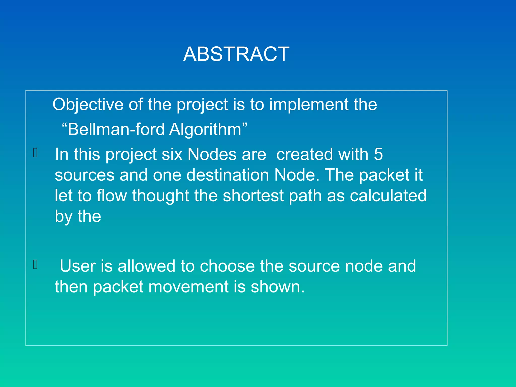 Computer graphics mini project on bellman-ford algorithm | PPT