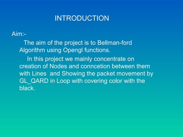 Computer graphics mini project on bellman-ford algorithm | PPT