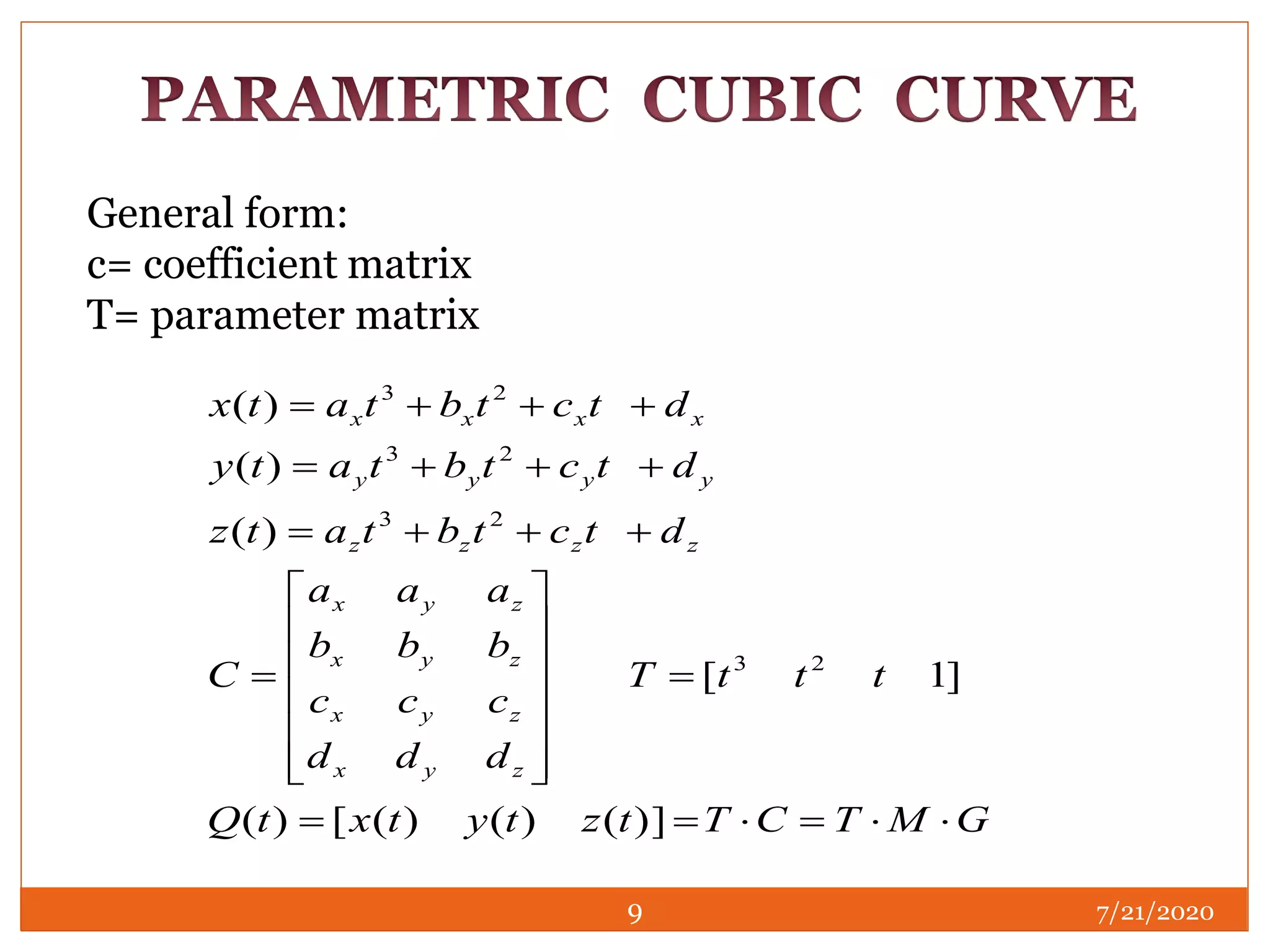 Computer Graphics Parametric Cubic Curves Pptx
