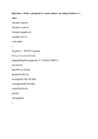 Computer graphics programs in c++ | DOCX