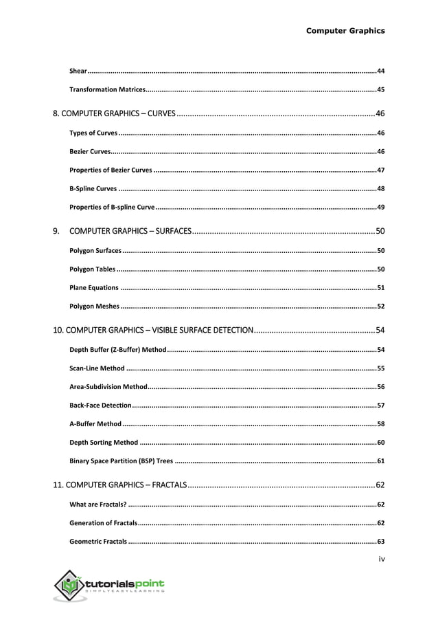 Computer Graphics Tutorial Pdf
