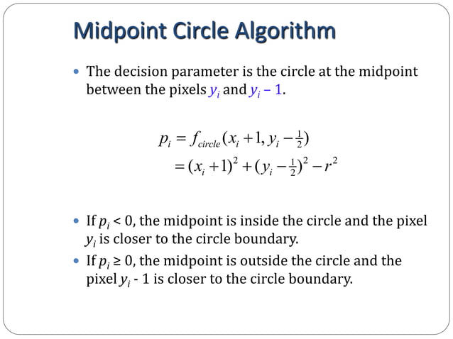 Computer Graphics - Bresenham's line drawing algorithm & Mid Point Circle algorithm | PPTX | 3-D ...