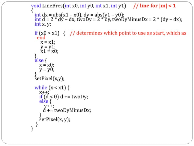 Computer Graphics - Bresenham's line drawing algorithm & Mid Point ...