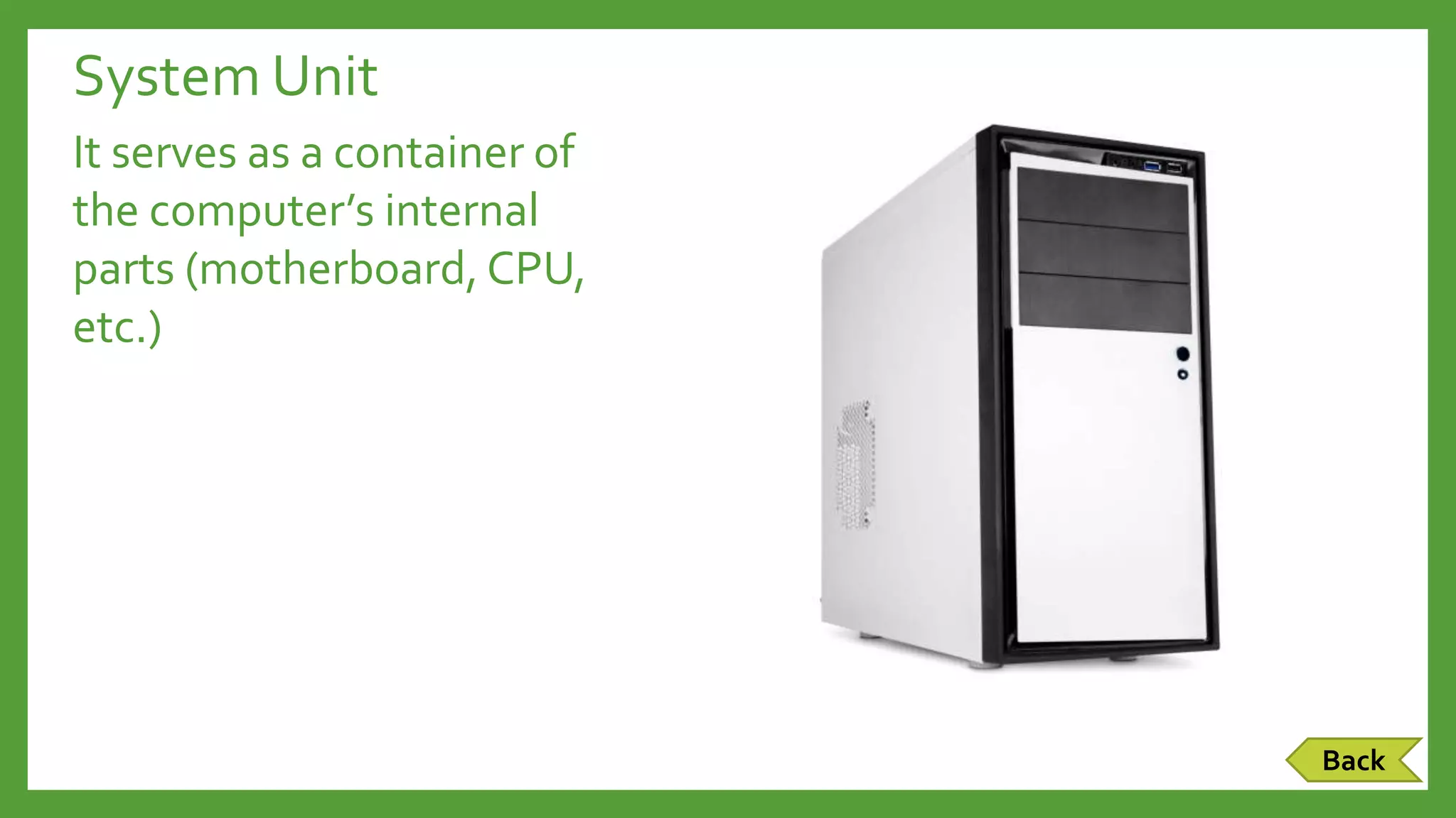 Computer Hardware Parts And Functions Pptx Computer Peripherals Computing