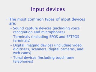 COMPUTER HARDWARE input, processing, output .ppt