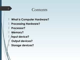 Computer hardware and its components | PPT