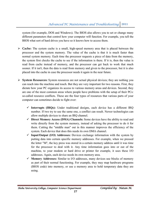 Advanced PC Maintenance and Troubleshooting | PDF