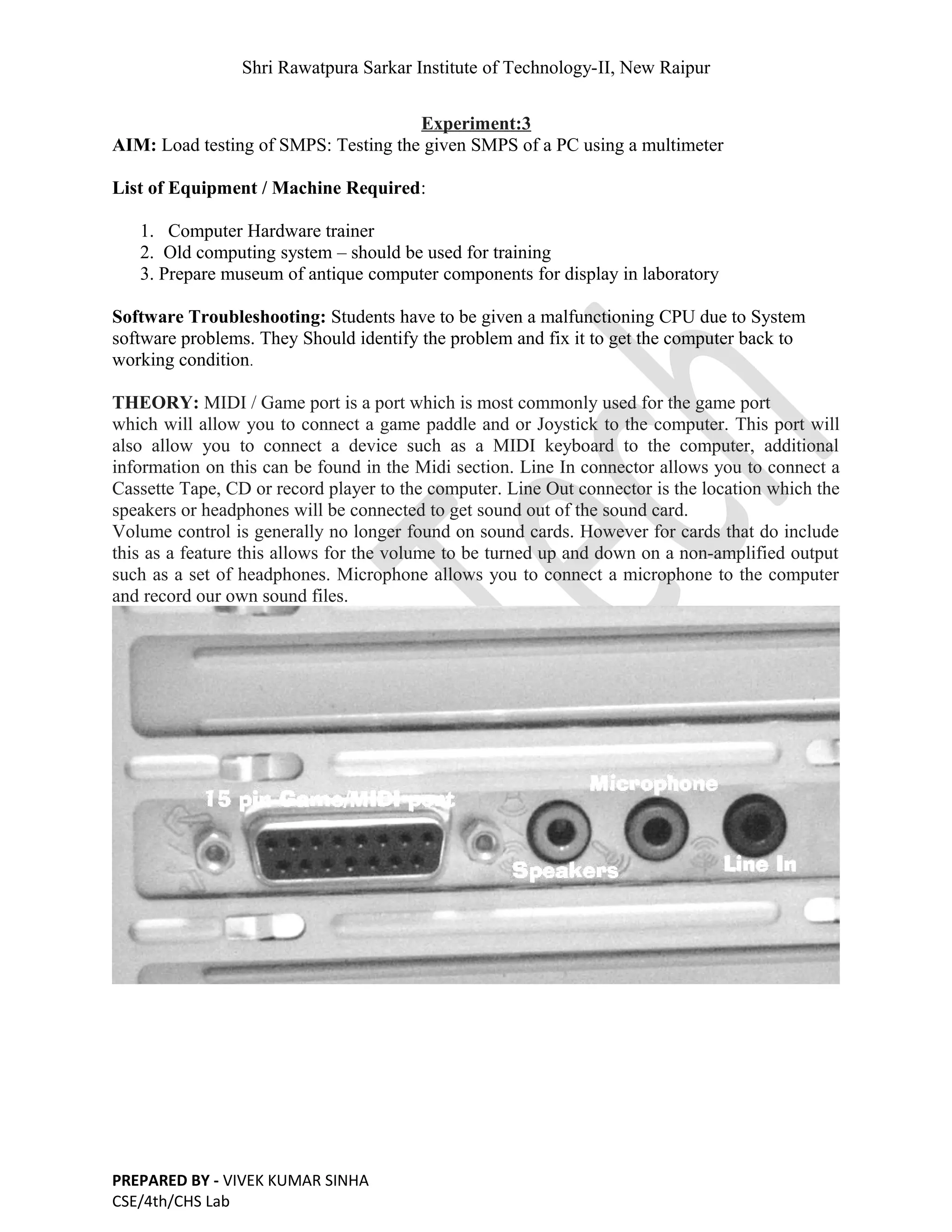 Computer Hardware And Simulation Lab Manual Doc Computer Peripherals Computing